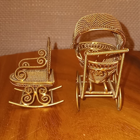 Toys | Wire Rocking Chair And Carriage House Doll Furniture Toy Cake ...